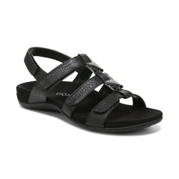 Vionic | Shoes | Vionic Amber Adjustable Sandal Black Crocodile Size 9 ...